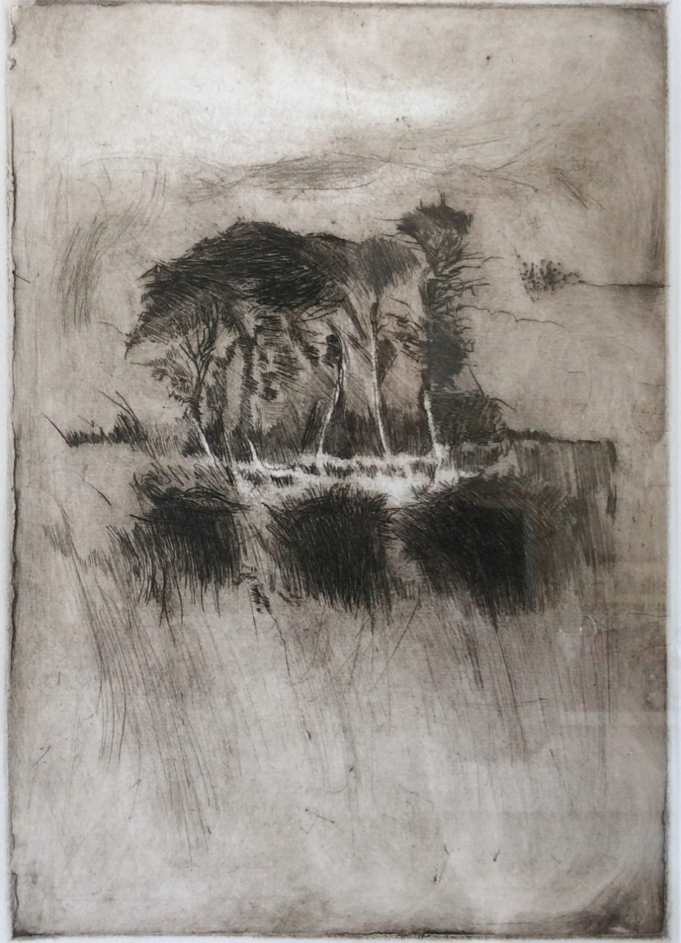 Brian Hindmarch. Spinney. Drypoint.